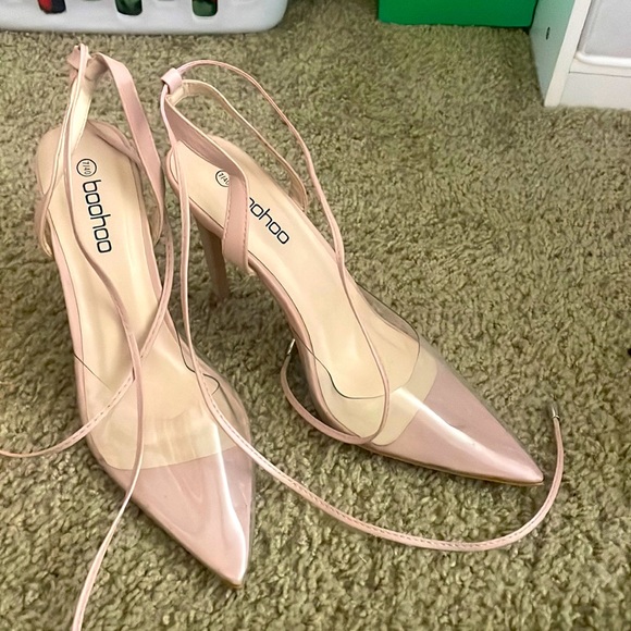 Boohoo | Shoes | Boohoo Clear Closed Toe Heels | Poshmark